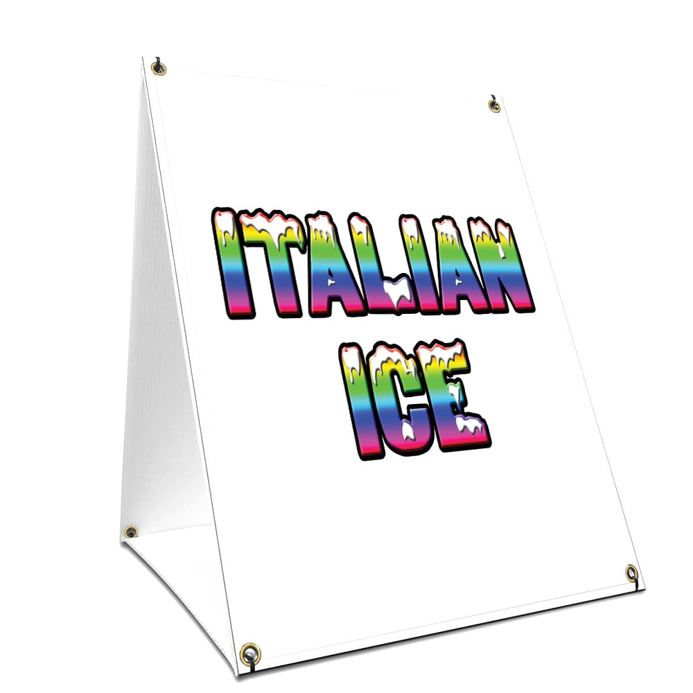 A-frame Sidewalk Italian Ice Sign With Graphics On Each Side | 24" X 36 ...