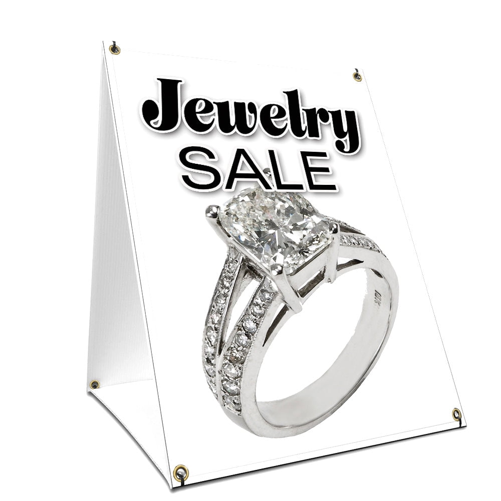 A-frame Sidewalk Jewelry Sale Sign With Graphics On Each Side | 24" X ...