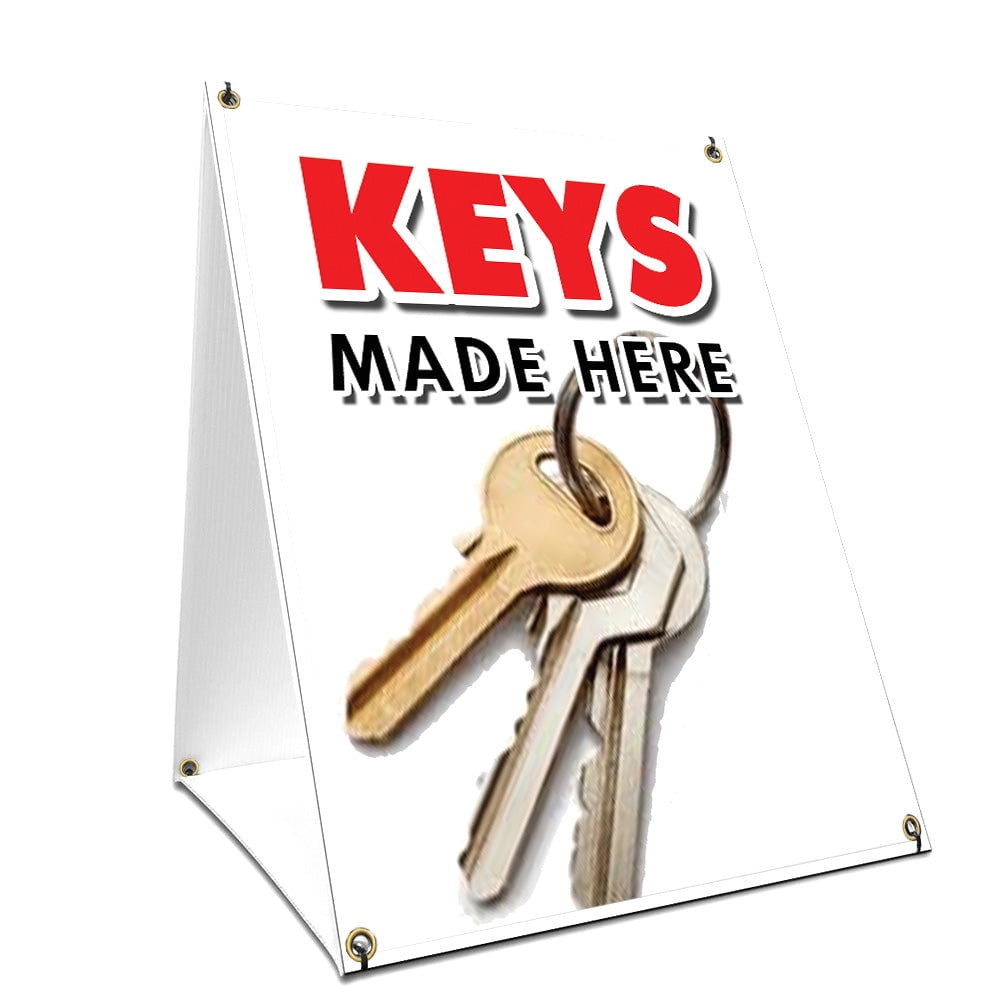 A-frame Sidewalk Keys Made Here Sign With Graphics On Each Side | 24" X ...