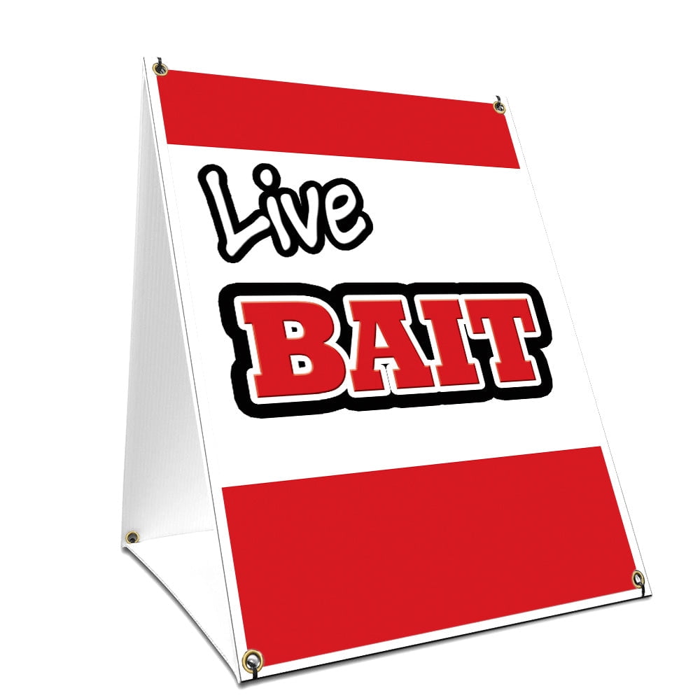 A-frame Sidewalk Live Bait Sign With Graphics On Each Side | 18" X 24 ...