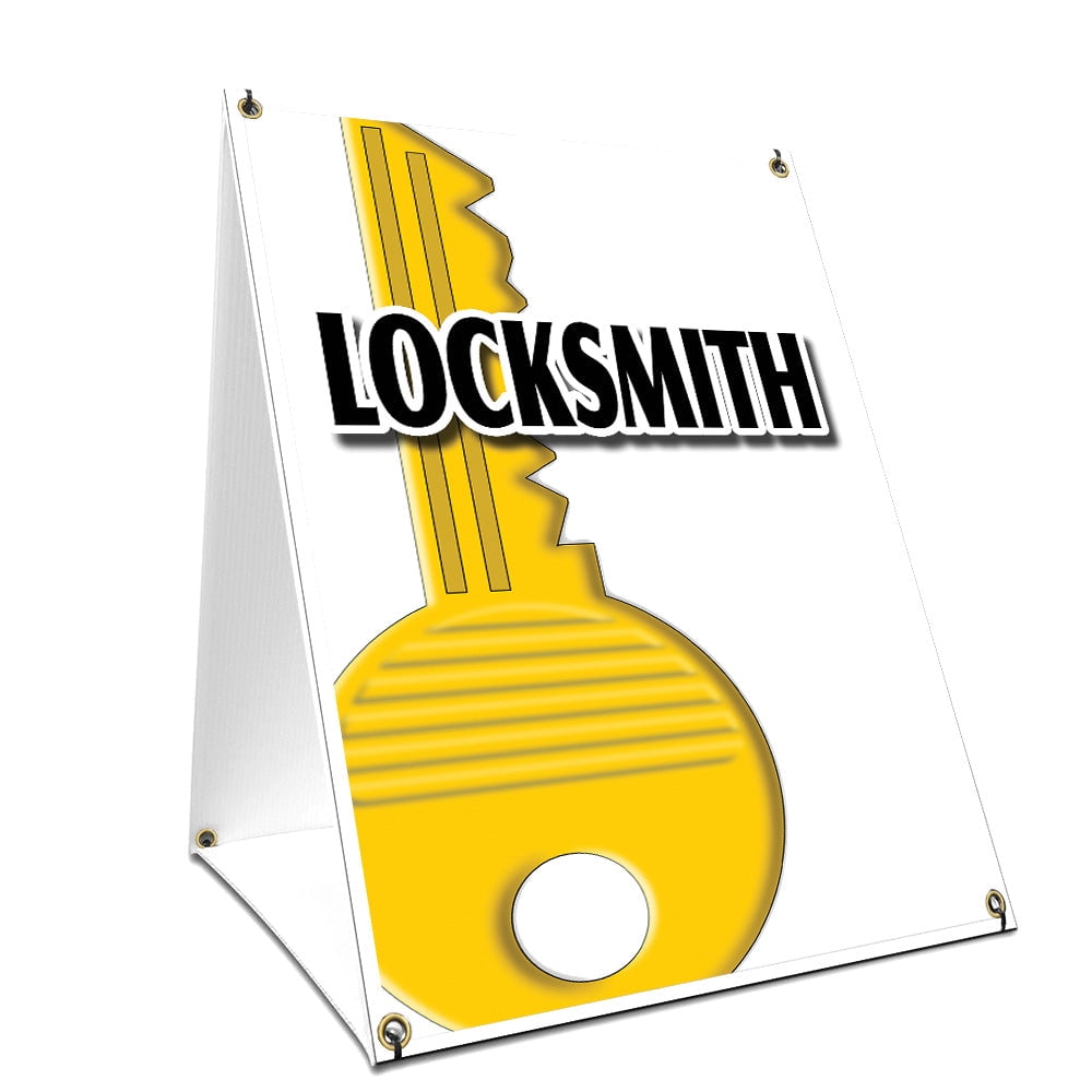 A-frame Sidewalk Locksmith Sign With Graphics On Each Side | 24" X 36 ...