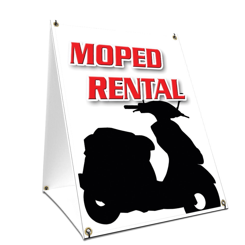 A-frame Sidewalk Moped Rental Sign With Graphics On Each Side | 24" X ...