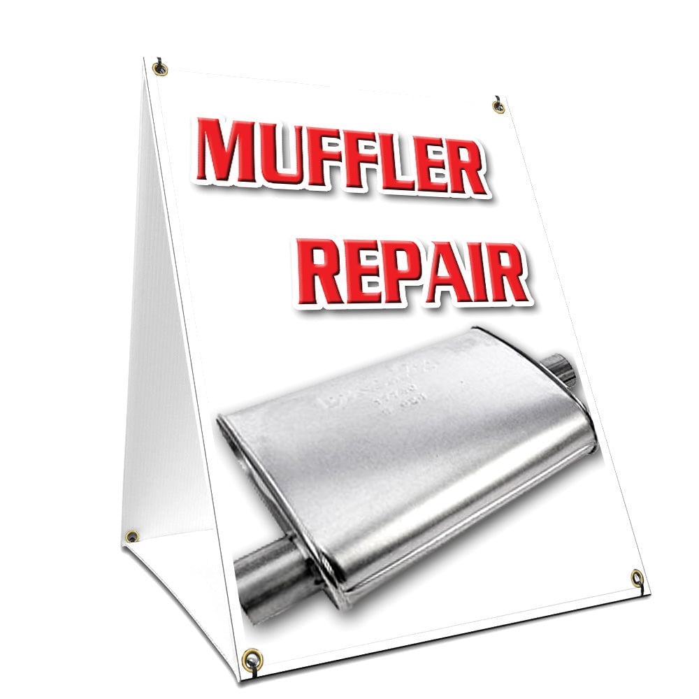 A-frame Sidewalk Muffler Repair Sign With Graphics On Each Side | 18" X ...