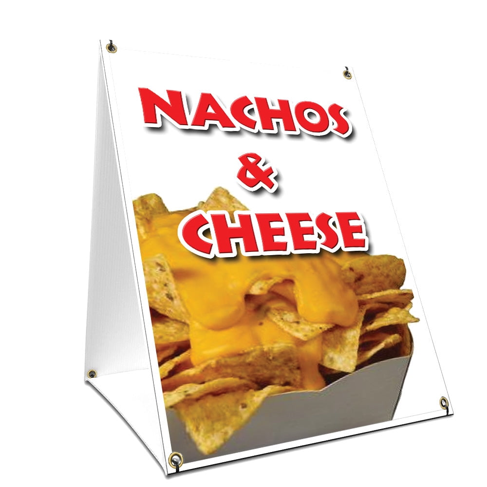 A-frame Sidewalk Nachos & Cheese Sign With Graphics On Each Side | 24 ...