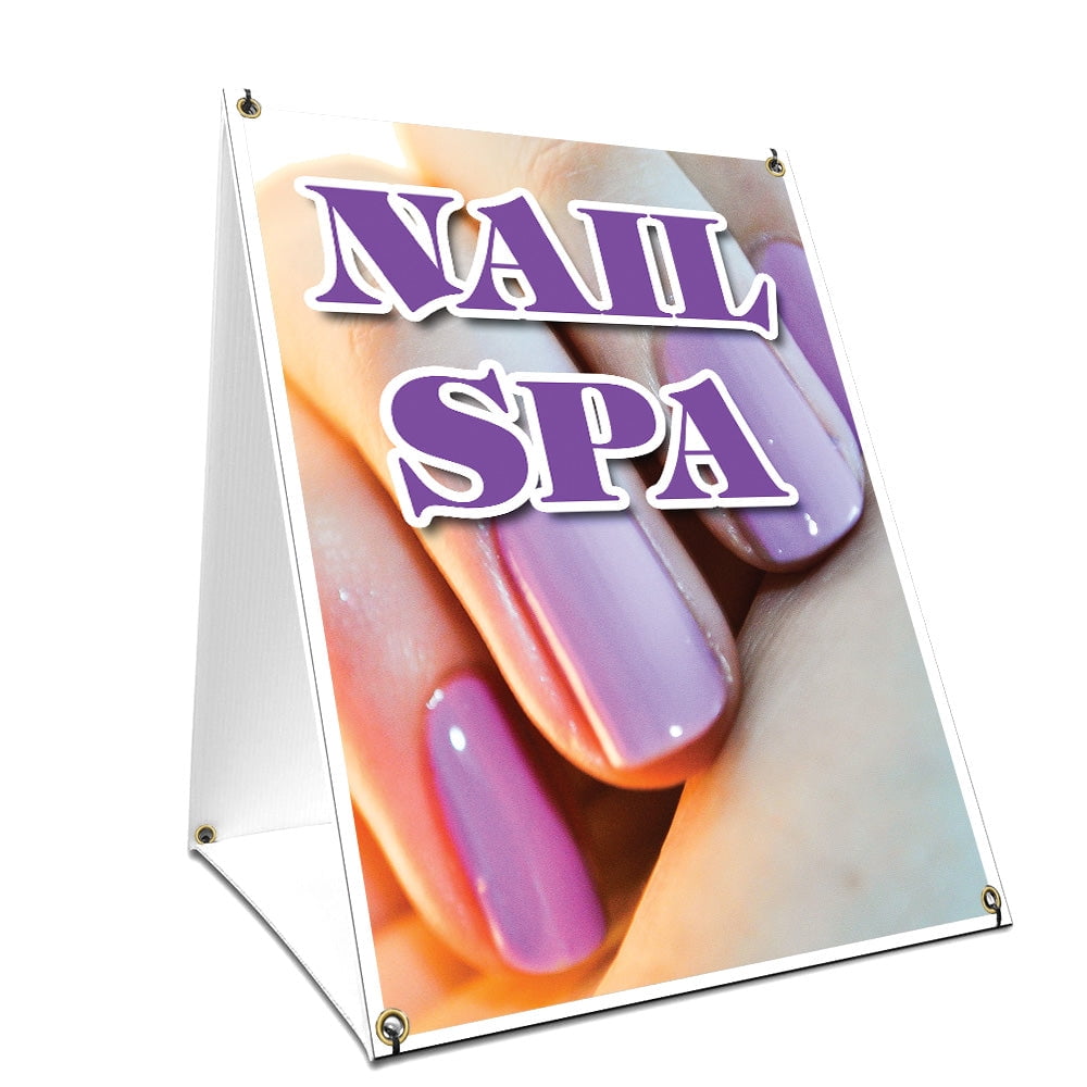 A-frame Sidewalk Nail Spa Sign With Graphics On Each Side | 18" X 24 ...