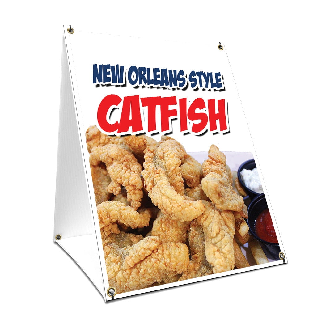 A-frame Sidewalk New Orleans Style Catfish Sign With Graphics On Each ...