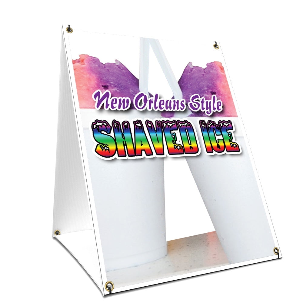 A-frame Sidewalk New Orleans Style Shaved Ice Sign With Graphics On ...