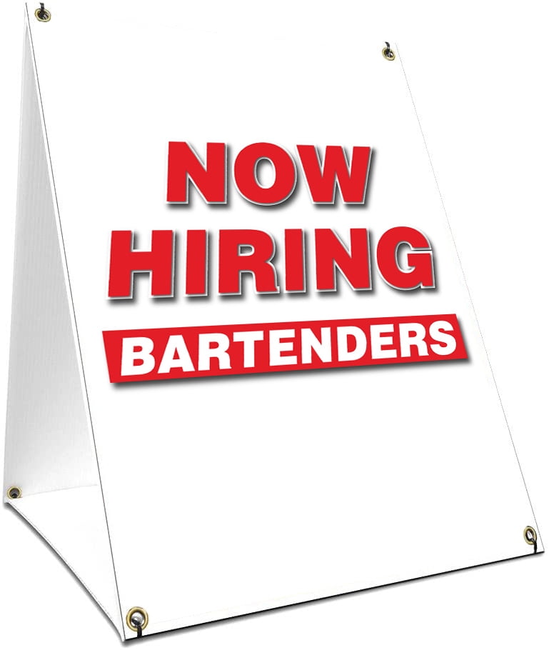 A-frame Sidewalk Now Hiring Bartenders Sign With Graphics On Each Side ...