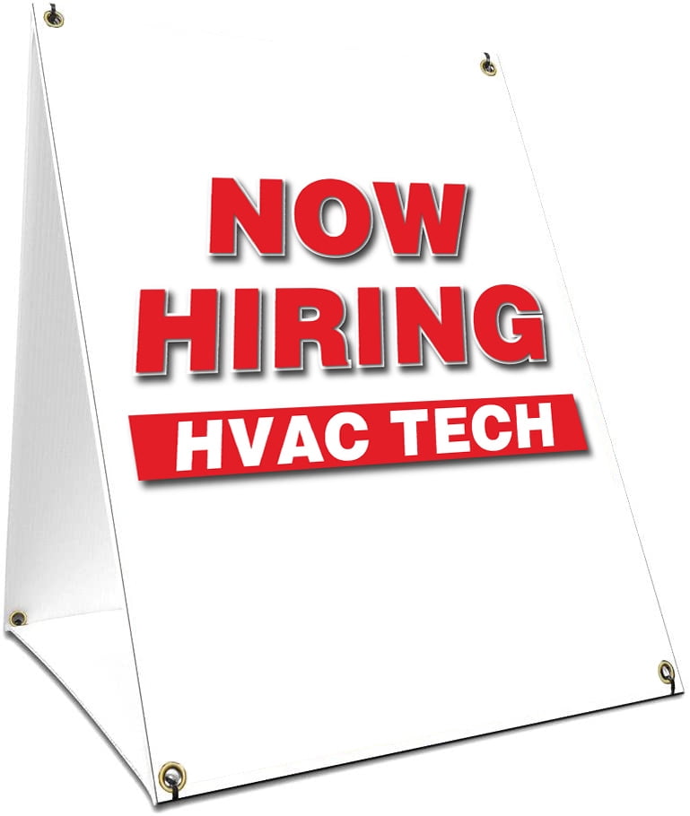 A-frame Sidewalk Now Hiring Hvac Tech Sign With Graphics On Each Side ...