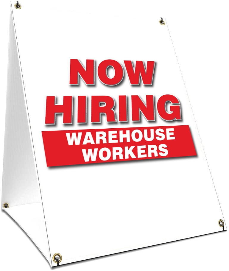 A-frame Sidewalk Now Hiring Warehouse Workers Sign With Graphics On ...