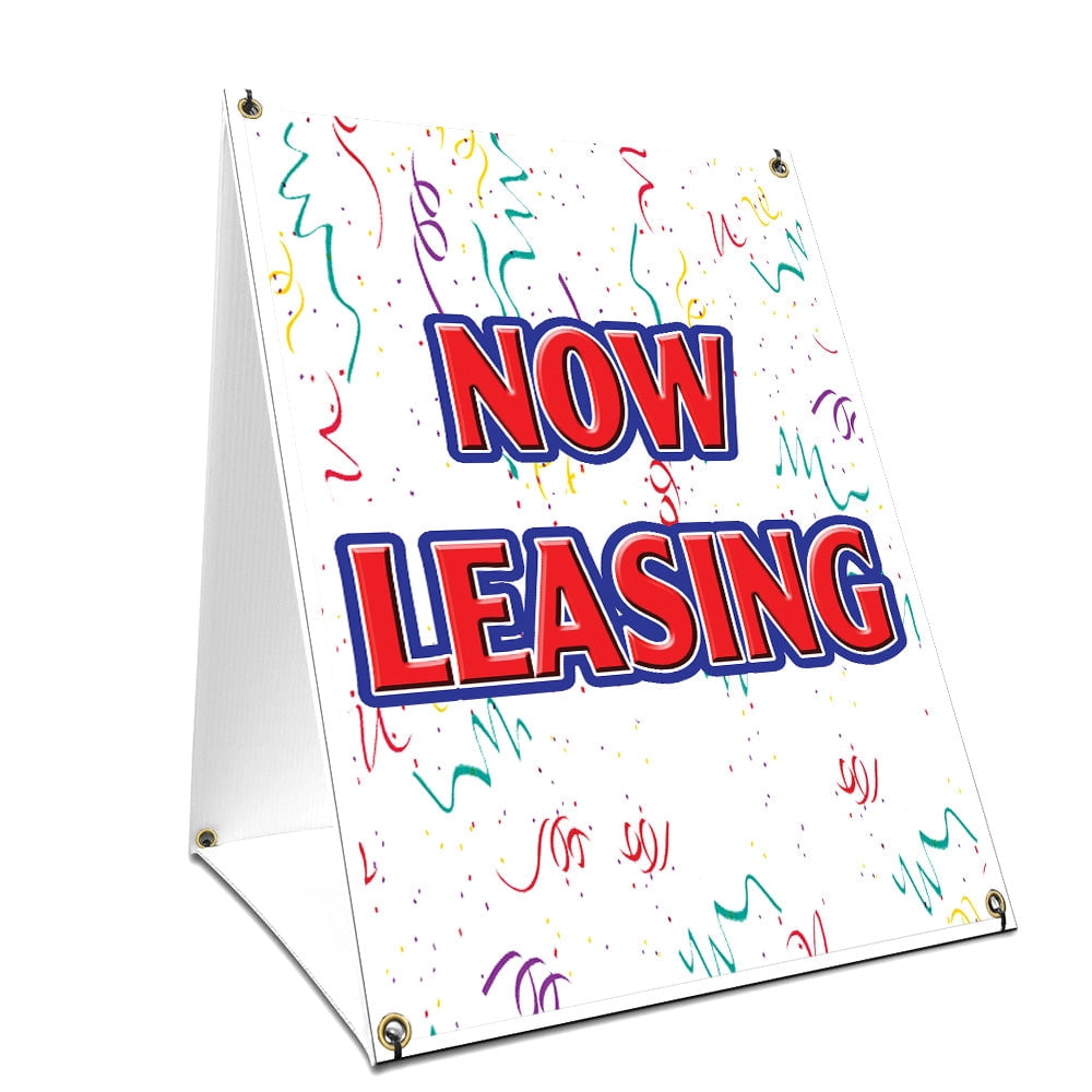 A-frame Sidewalk Now Leasing Sign With Graphics On Each Side | 24" X 36 ...