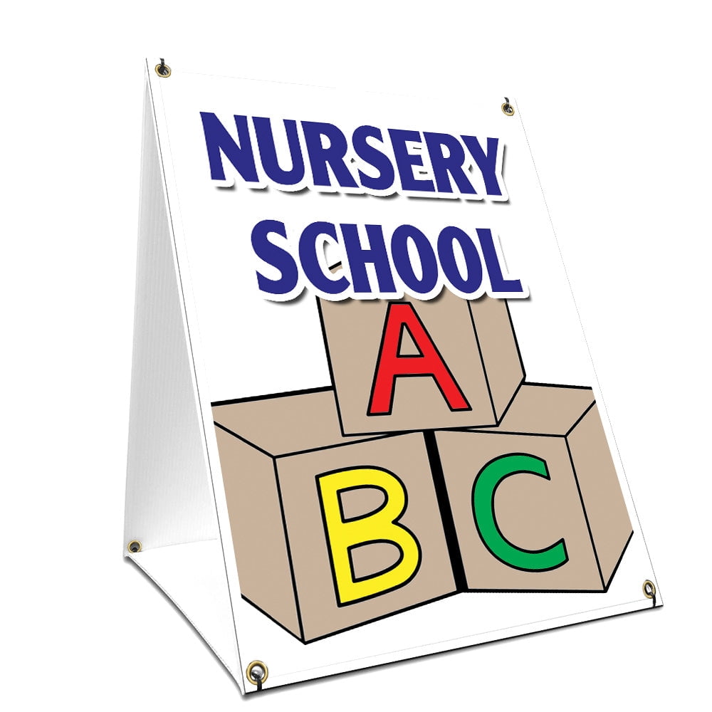 A-frame Sidewalk Nursery School Sign With Graphics On Each Side | 24" X ...