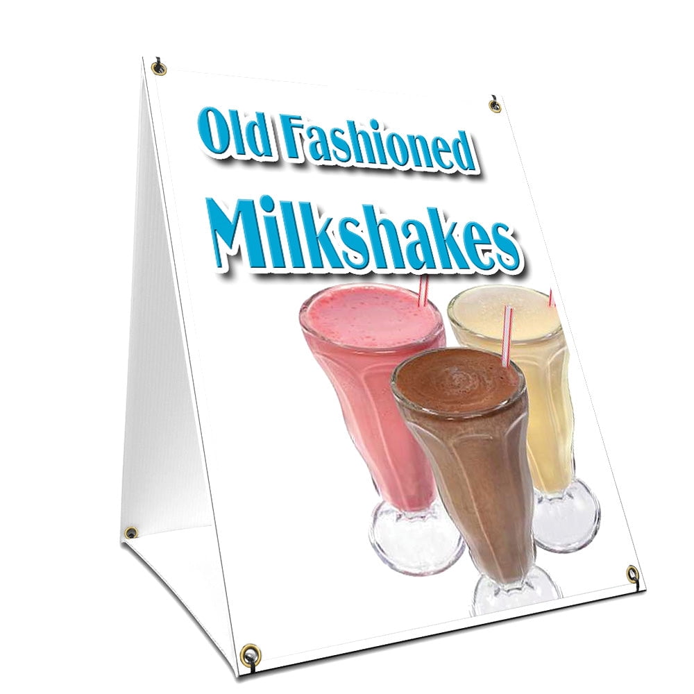 A-frame Sidewalk Old Fashioned Milkshakes Sign With Graphics On Each ...