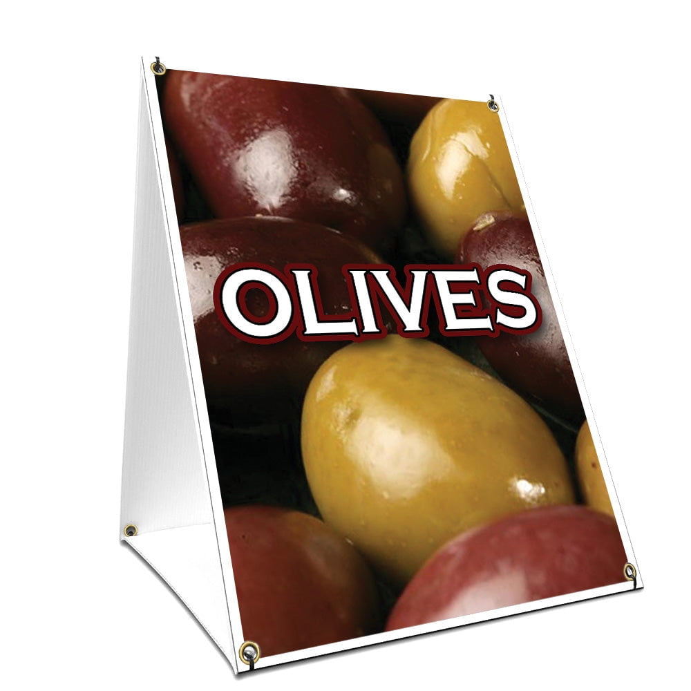 A-frame Sidewalk Olives Sign With Graphics On Each Side | 18" X 24 ...