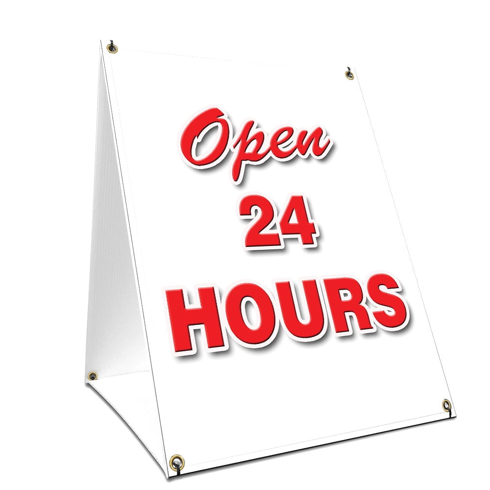 A-frame Sidewalk Open 24 Hours Sign With Graphics On Each Side | 18" X ...