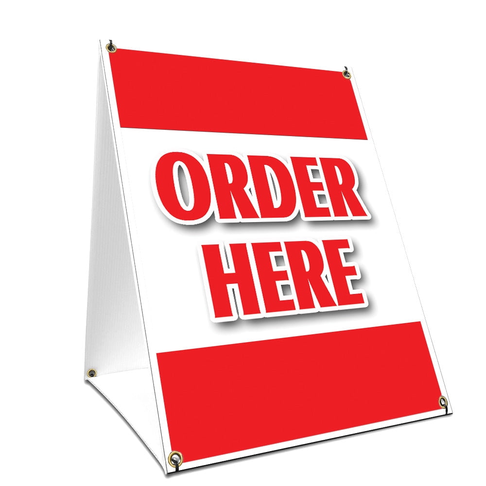 A-frame Sidewalk Order Here Sign With Graphics On Each Side | 18" X 24 ...
