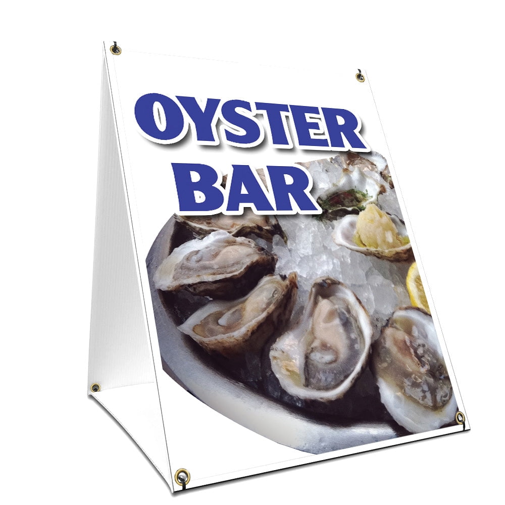 A-frame Sidewalk Oyster Bar Sign With Graphics On Each Side | 24" X 36 ...