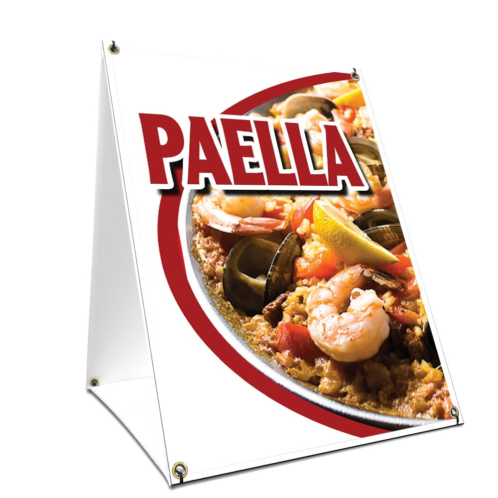 A-frame Sidewalk Paella Sign With Graphics On Each Side | 24" X 36 ...