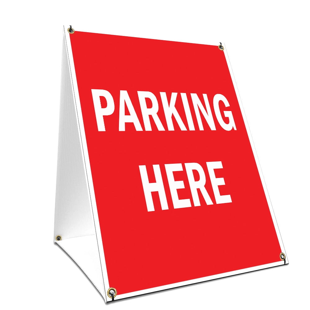 A-frame Sidewalk Parking Here Sign With Graphics On Each Side | 18" X ...