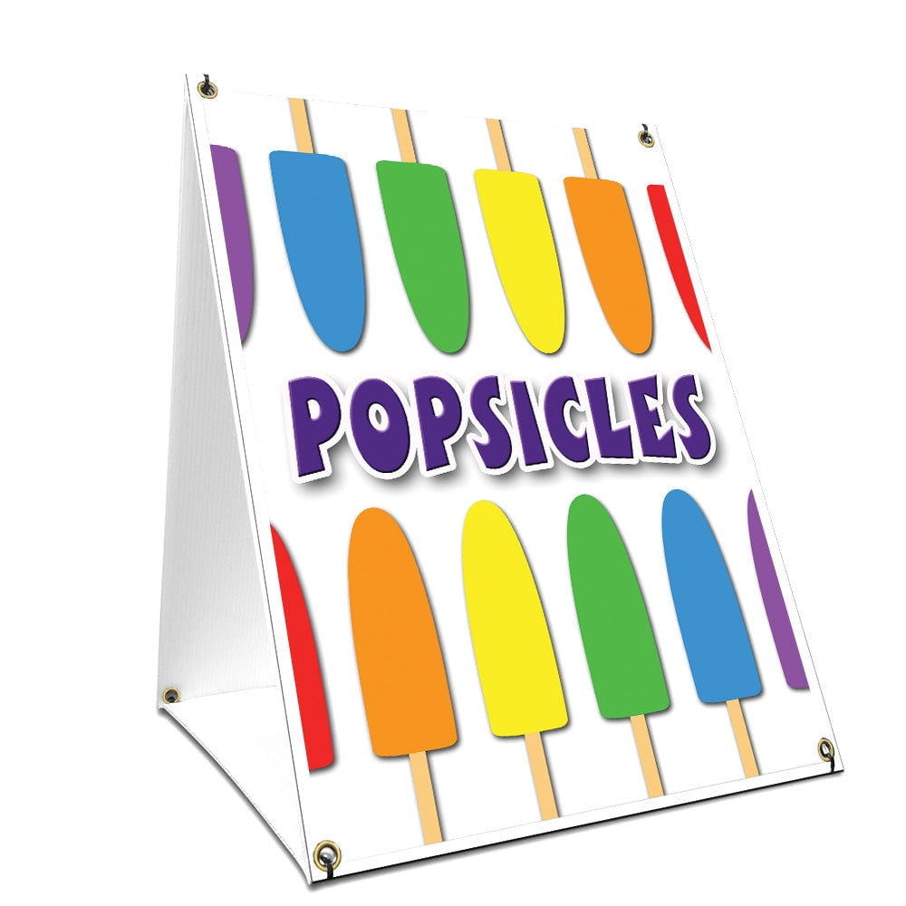 A-frame Sidewalk Popsicles Sign With Graphics On Each Side | 18" X 24 ...