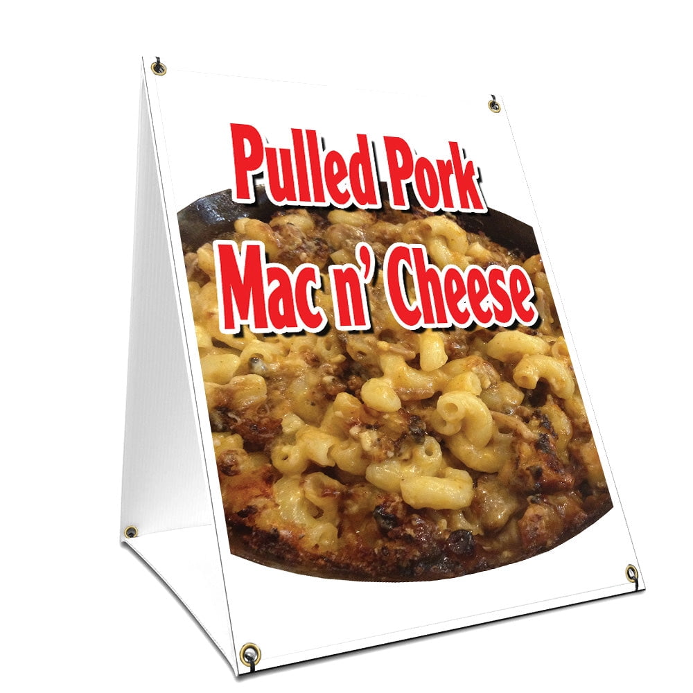 A-frame Sidewalk Pulled Pork Mac N' Cheese Sign With Graphics On Each ...