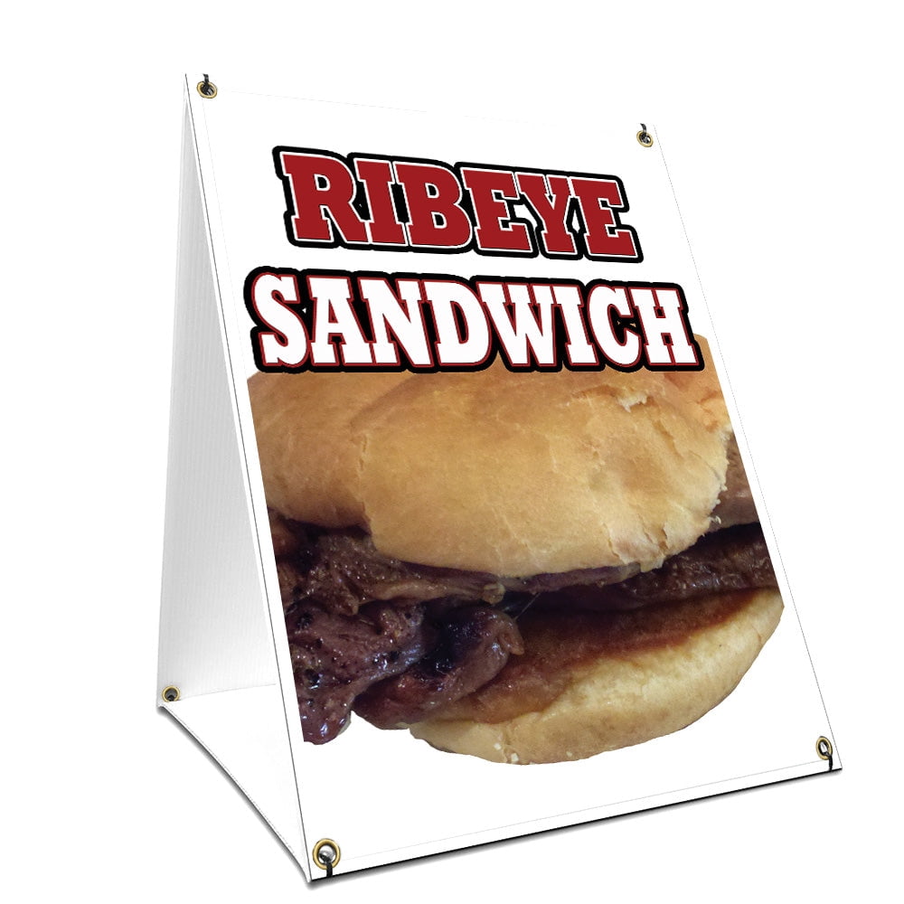A-frame Sidewalk Ribeye Sandwich Sign With Graphics On Each Side | 18 ...