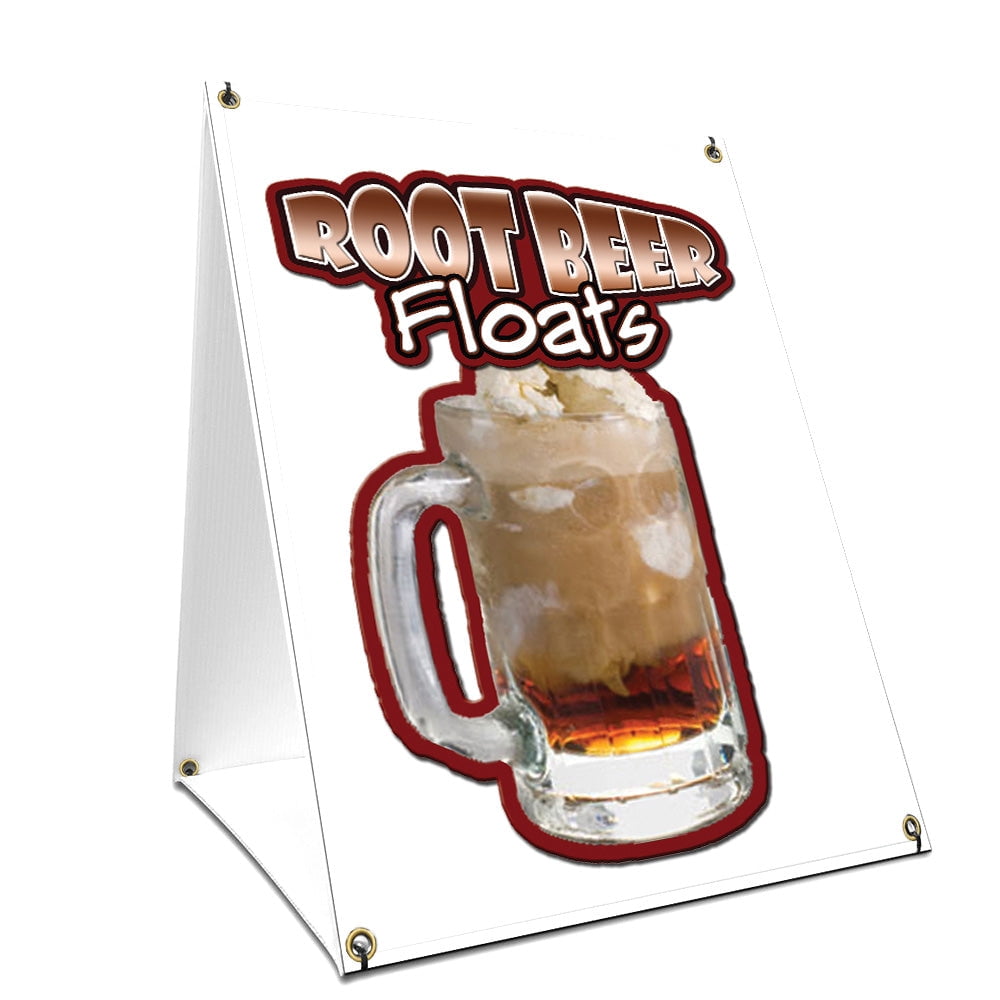 A Frame Sidewalk Root Beer Float Sign With Graphics On Each Side 18 X 24 Print Size