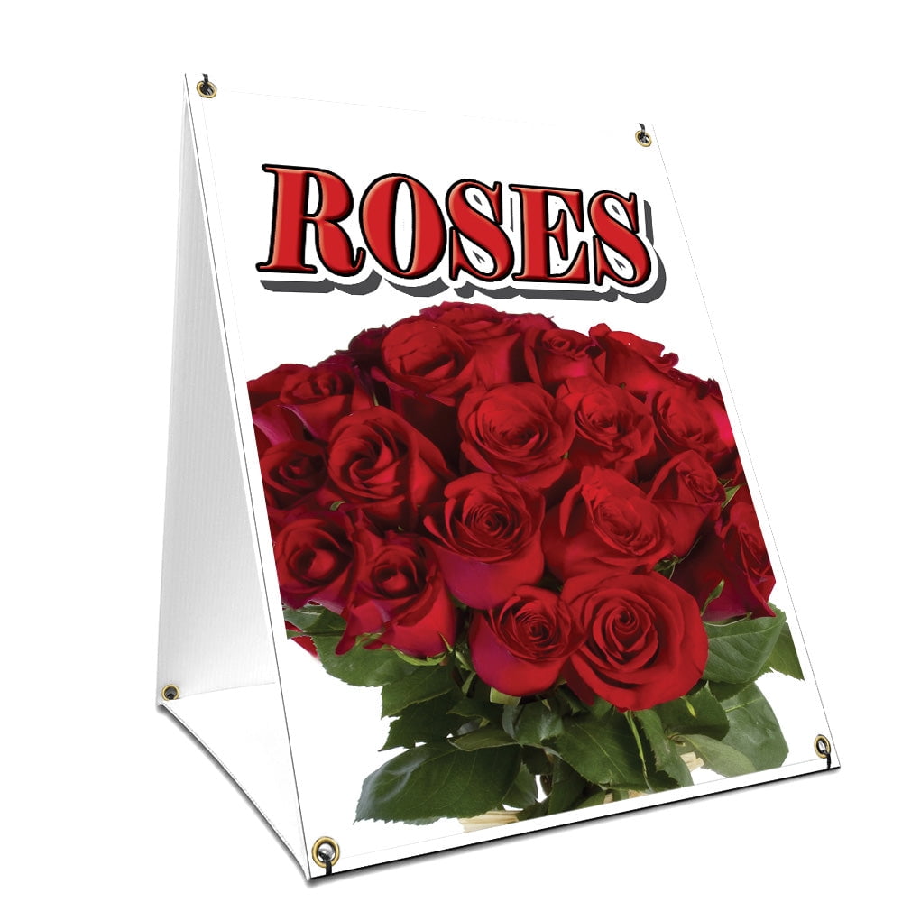 A-frame Sidewalk Roses Sign With Graphics On Each Side | 18" X 24 ...