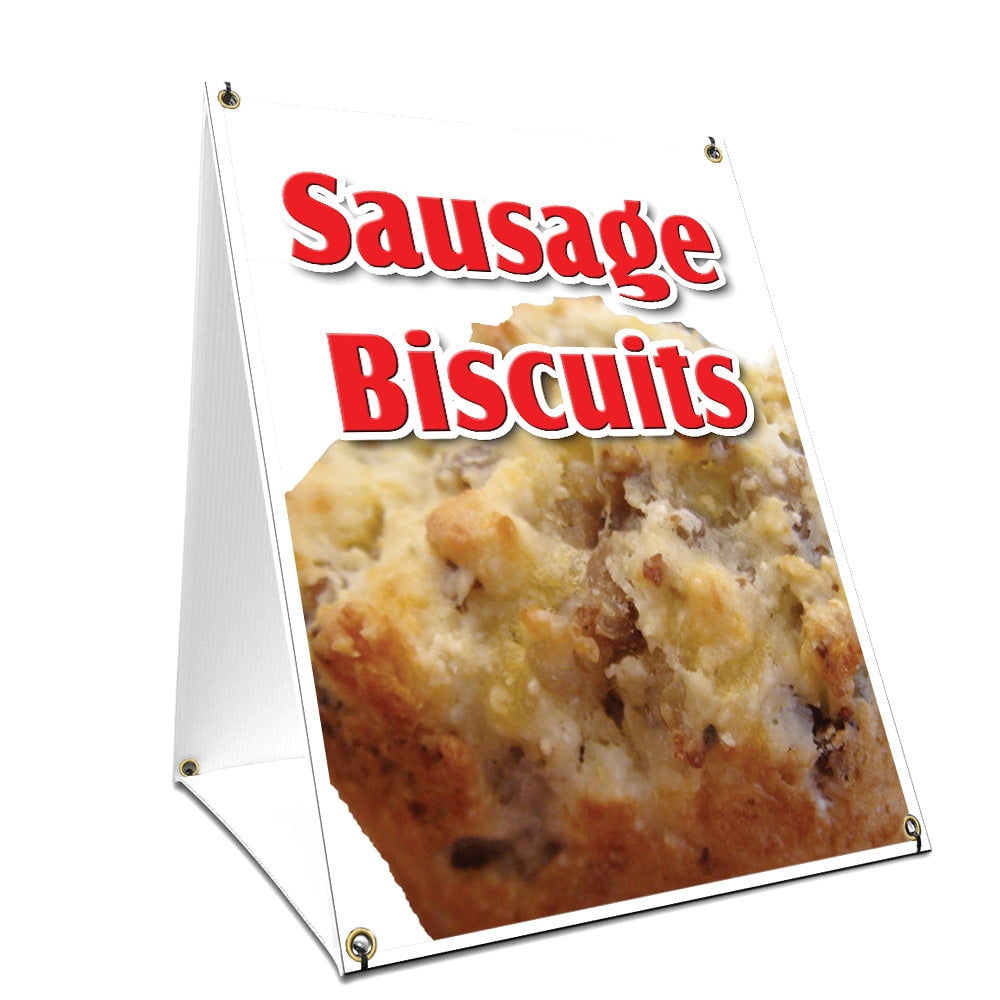 A-frame Sidewalk Sausage Biscuits Sign With Graphics On Each Side | 24 ...