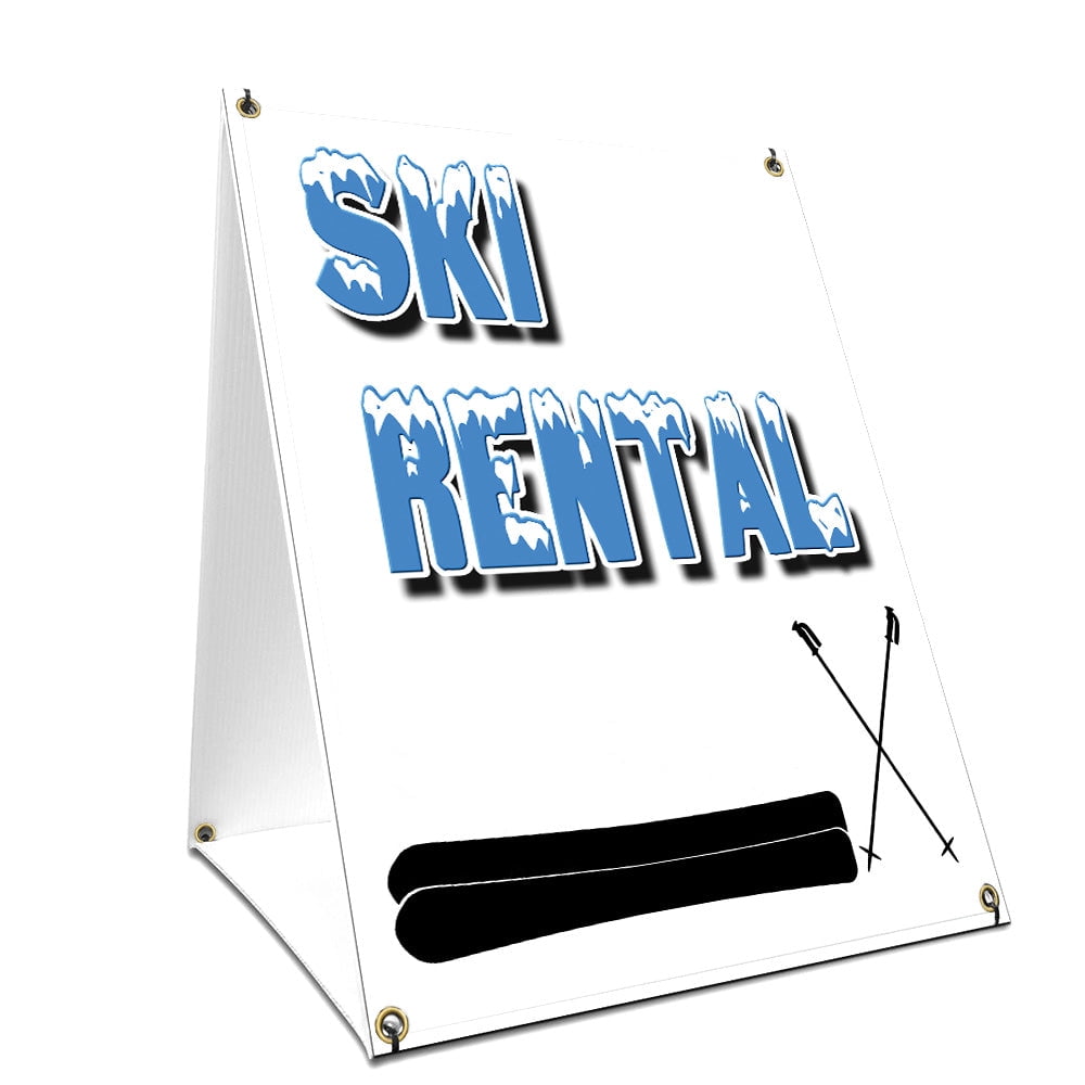 A-frame Sidewalk Ski Rental Sign With Graphics On Each Side | 24" X 36 ...