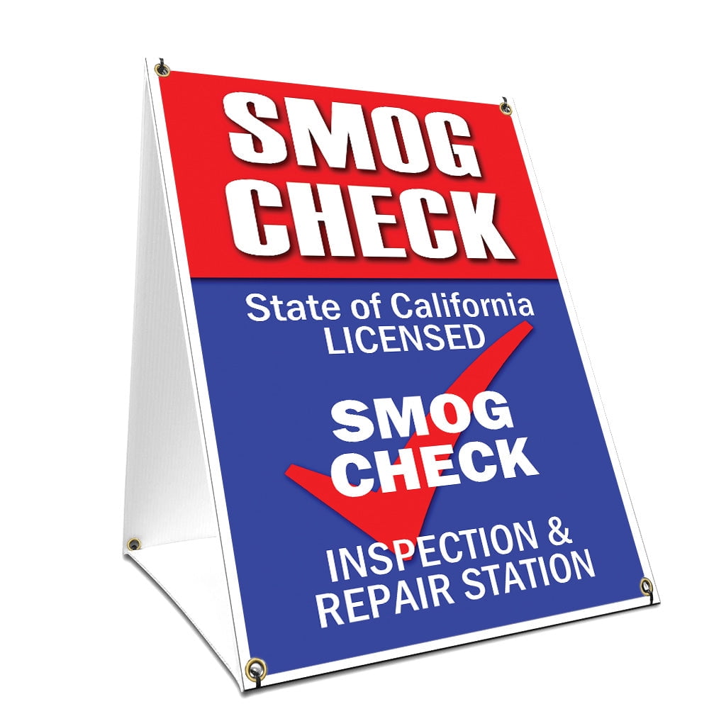 A-frame Sidewalk Smog Check Sign With Graphics On Each Side | 18" X 24 ...