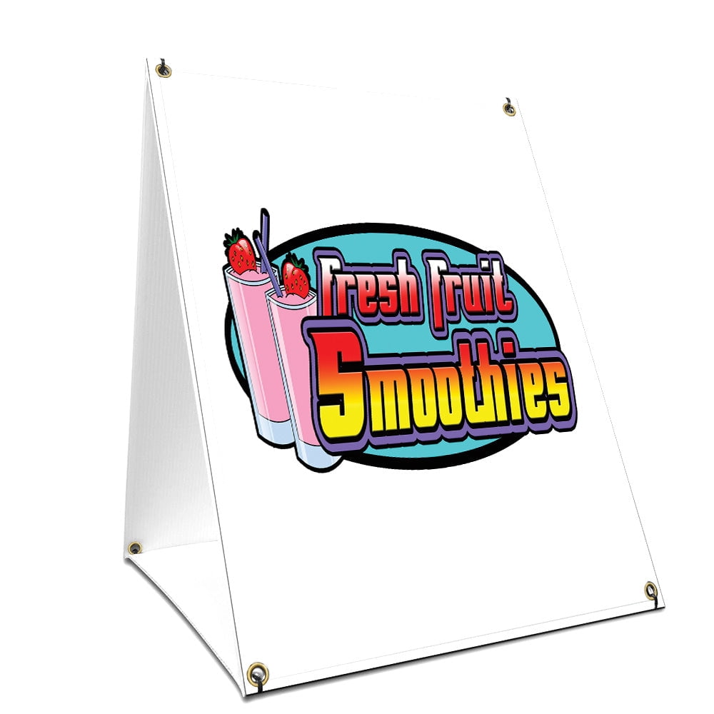 A-frame Sidewalk Smoothies Sign With Graphics On Each Side | 24" X 36 ...