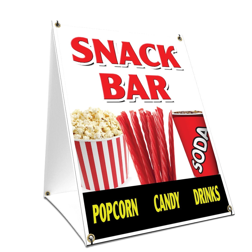 A-frame Sidewalk Snack Bar Sign With Graphics On Each Side | 24" X 36 ...