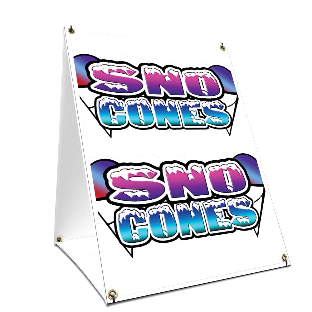 A-frame Sidewalk Sno Cones Sign With Graphics On Each Side | 24" X 36 ...