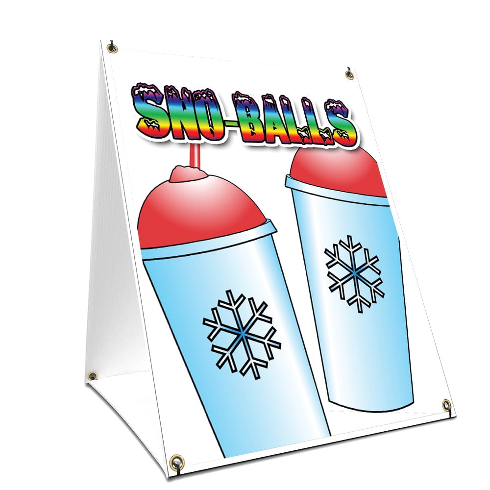 A-frame Sidewalk Sno-balls Sign With Graphics On Each Side | 24" X 36 ...