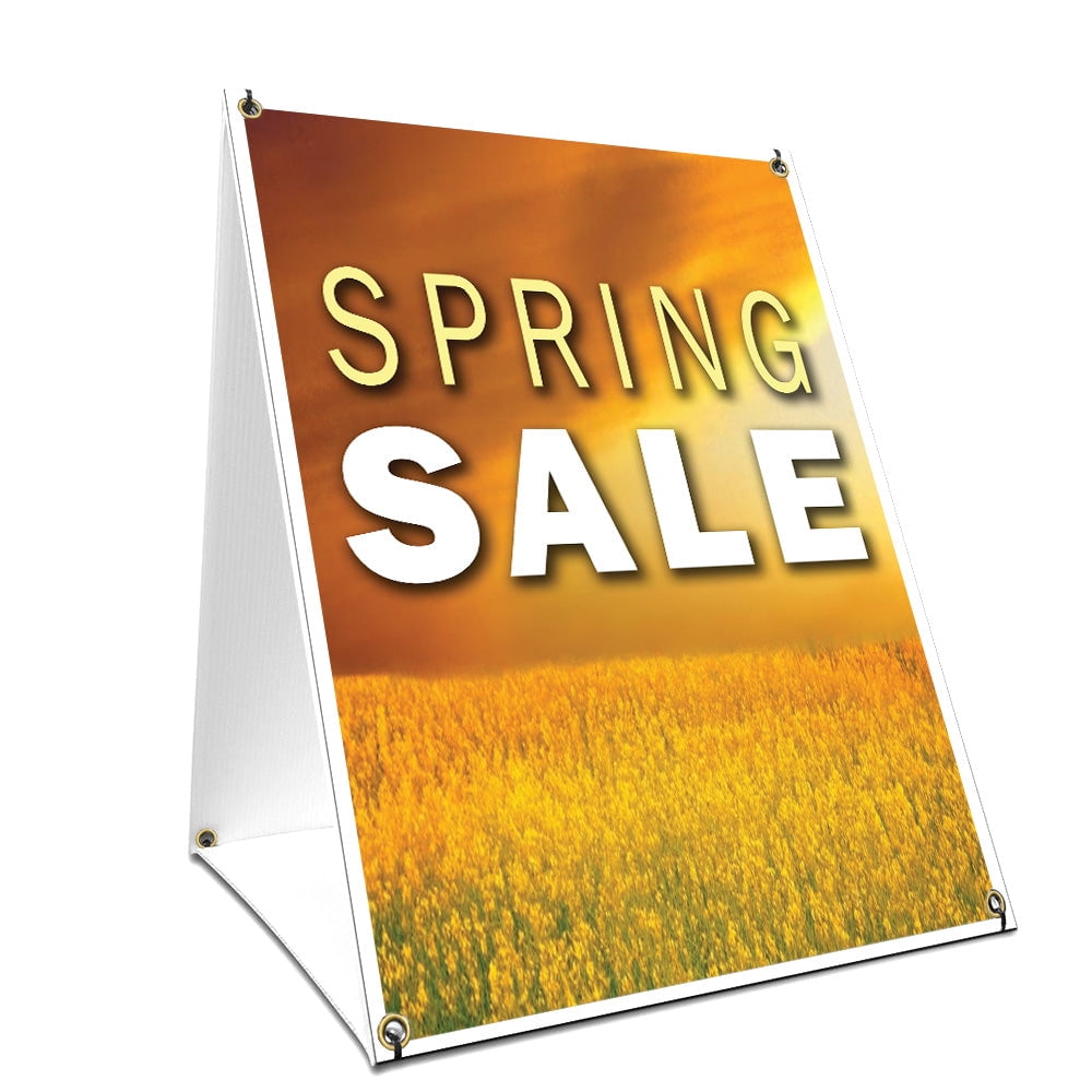 A-frame Sidewalk Spring Sale Sign With Graphics On Each Side | 24" X 36 ...