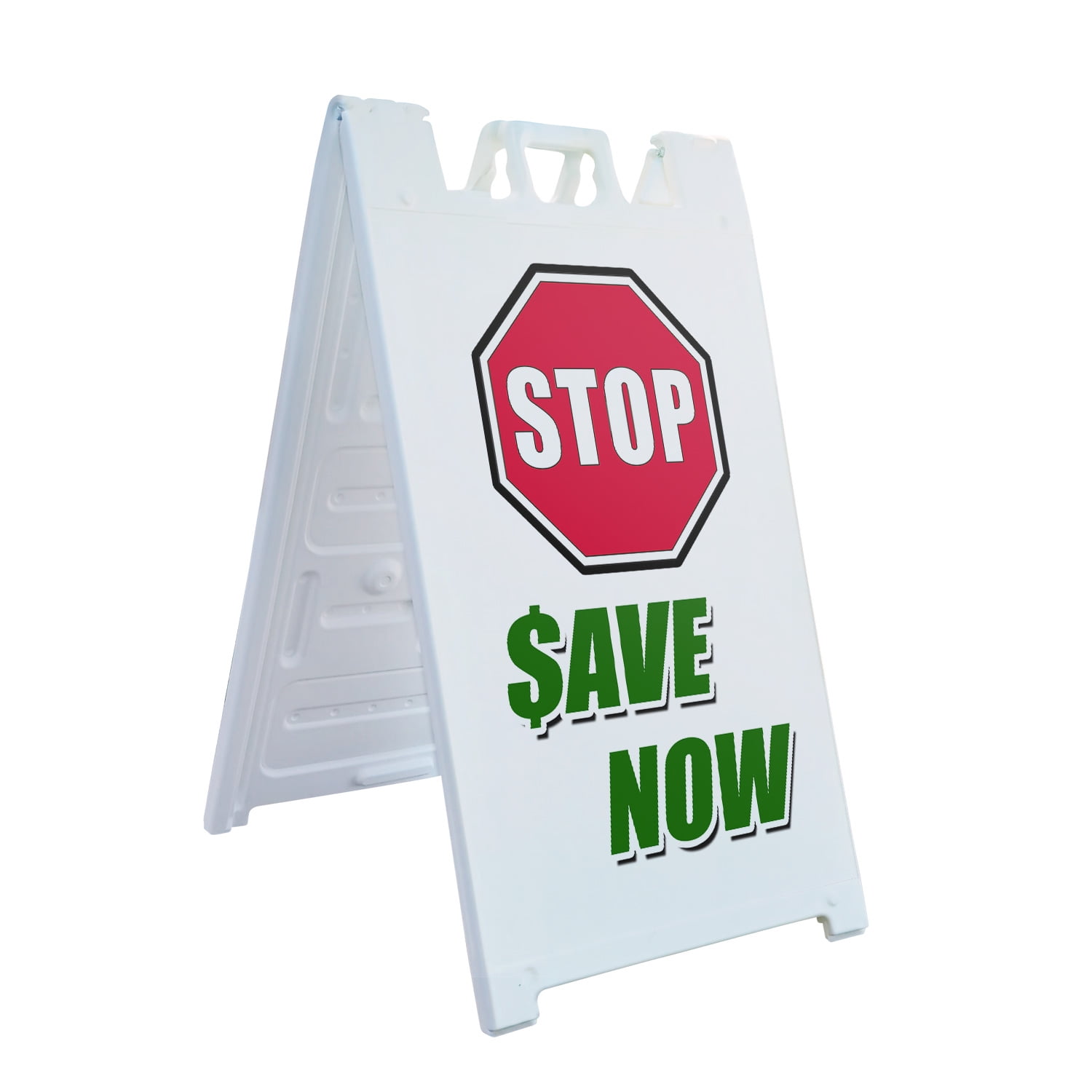 A-frame Sidewalk Stop Save Now 24" x 36" Double Sided A-Frame Sidewalk Sign, Includes 2 ...