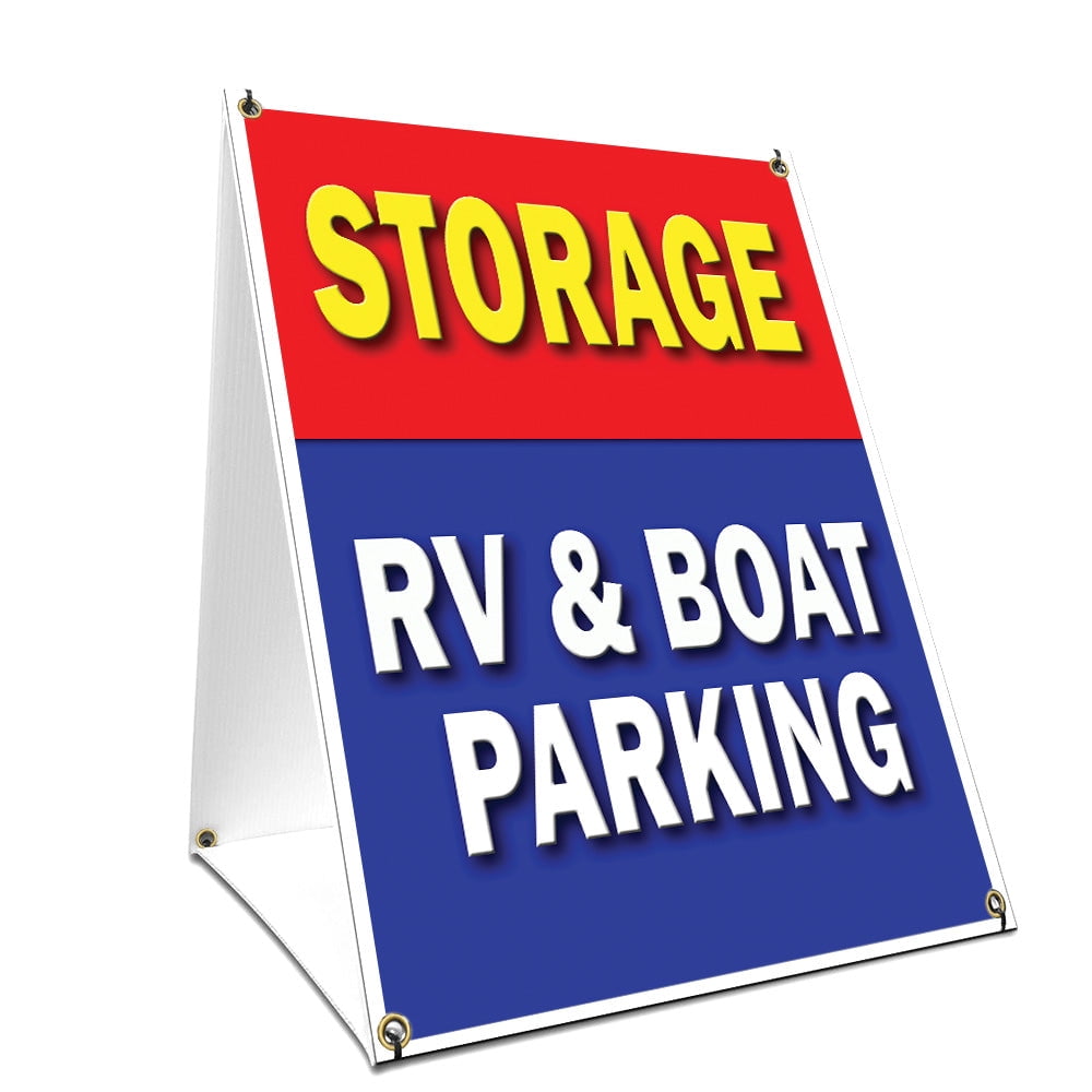 A-frame Sidewalk Storage Rv & Boat Parking Sign With Graphics On Each ...