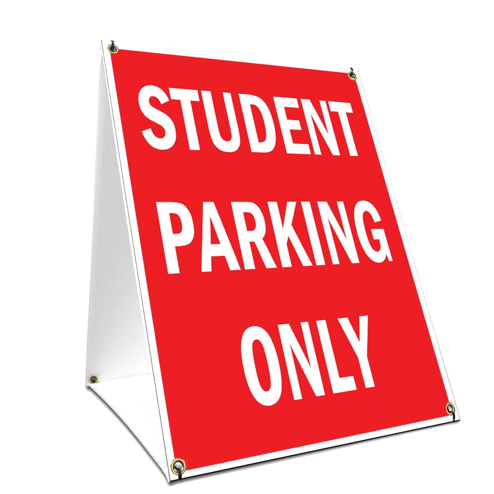 A-frame Sidewalk Student Parking Only Sign With Graphics On Each Side ...