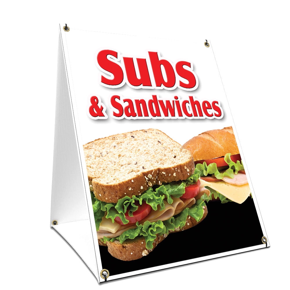 A-frame Sidewalk Subs & Sandwiches Sign With Graphics On Each Side | 24 ...