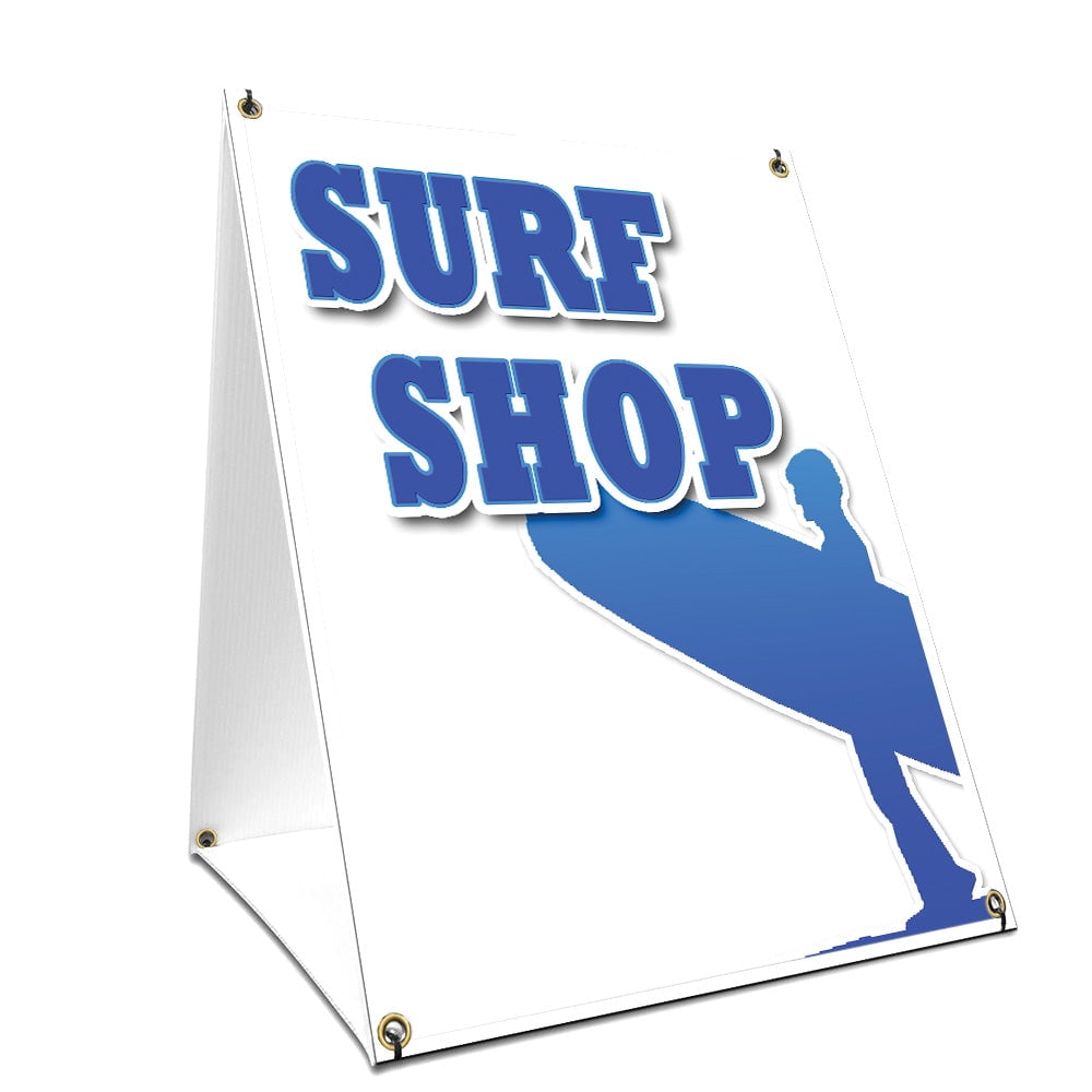 A-frame Sidewalk Surf Shop Sign With Graphics On Each Side | 24" X 36 ...