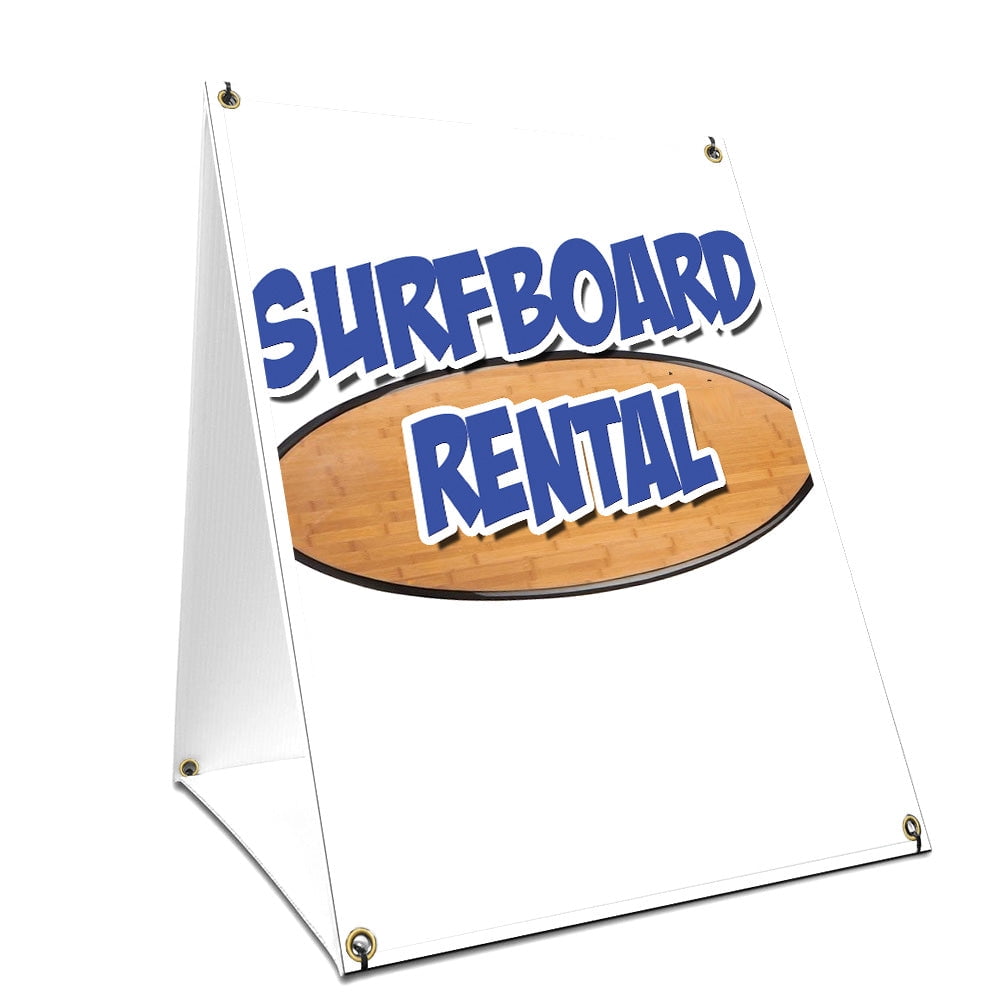 A-frame Sidewalk Surfboard Rental Sign With Graphics On Each Side | 24 ...