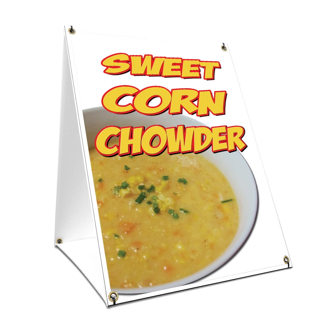 A-frame Sidewalk Sweet Corn Chowder Sign With Graphics On Each Side ...