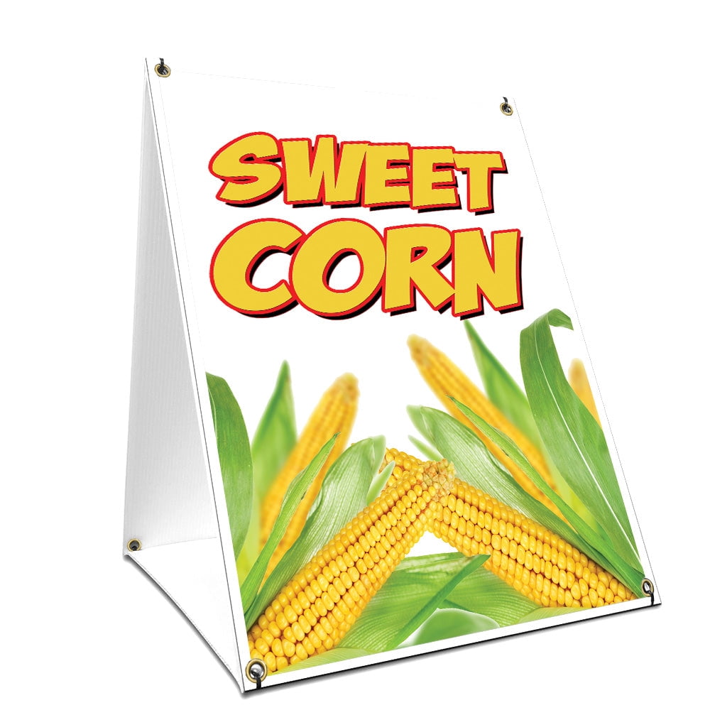 A-frame Sidewalk Sweet Corn Sign With Graphics On Each Side | 18" X 24 ...