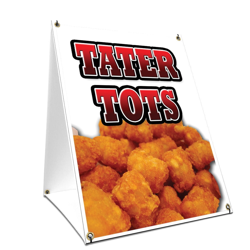 A-frame Sidewalk Tater Tots Sign With Graphics On Each Side | 24" X 36 ...