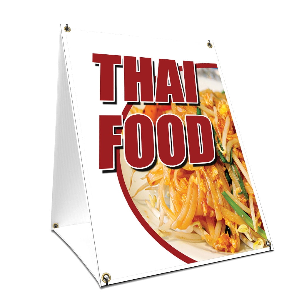 A-frame Sidewalk Thai Food Sign With Graphics On Each Side | 24" X 36 ...
