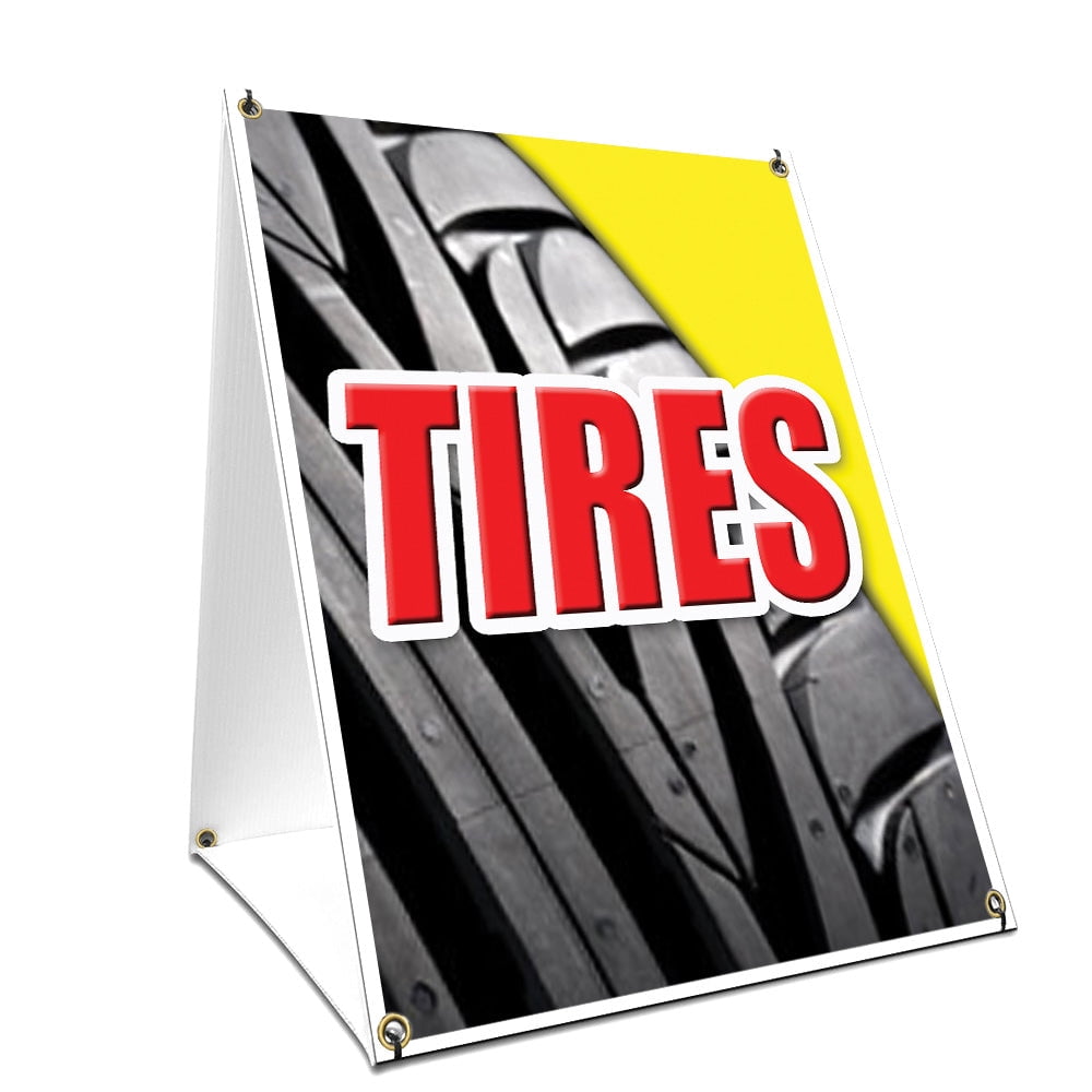 A-frame Sidewalk Tires Sign With Graphics On Each Side | 18" X 24 ...