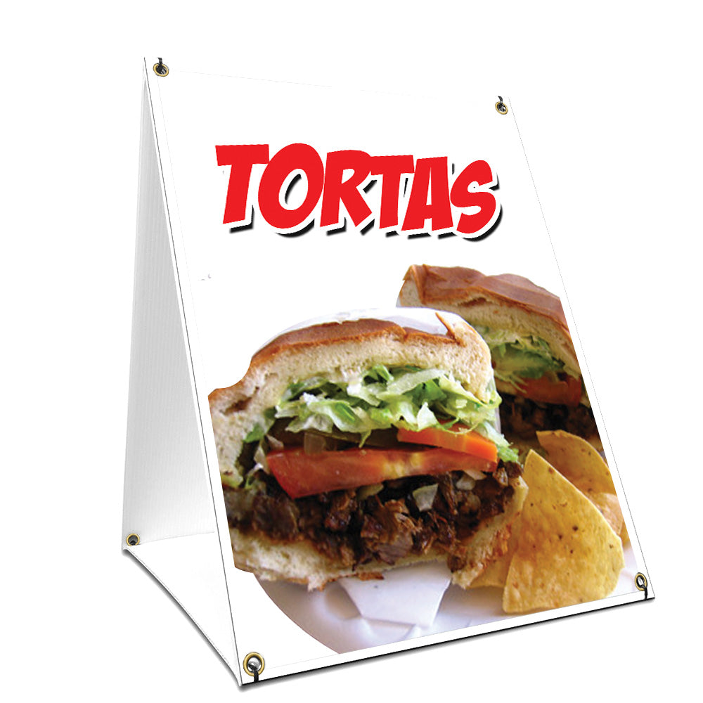 A-frame Sidewalk Tortas Sign With Graphics On Each Side | 24" X 36 ...