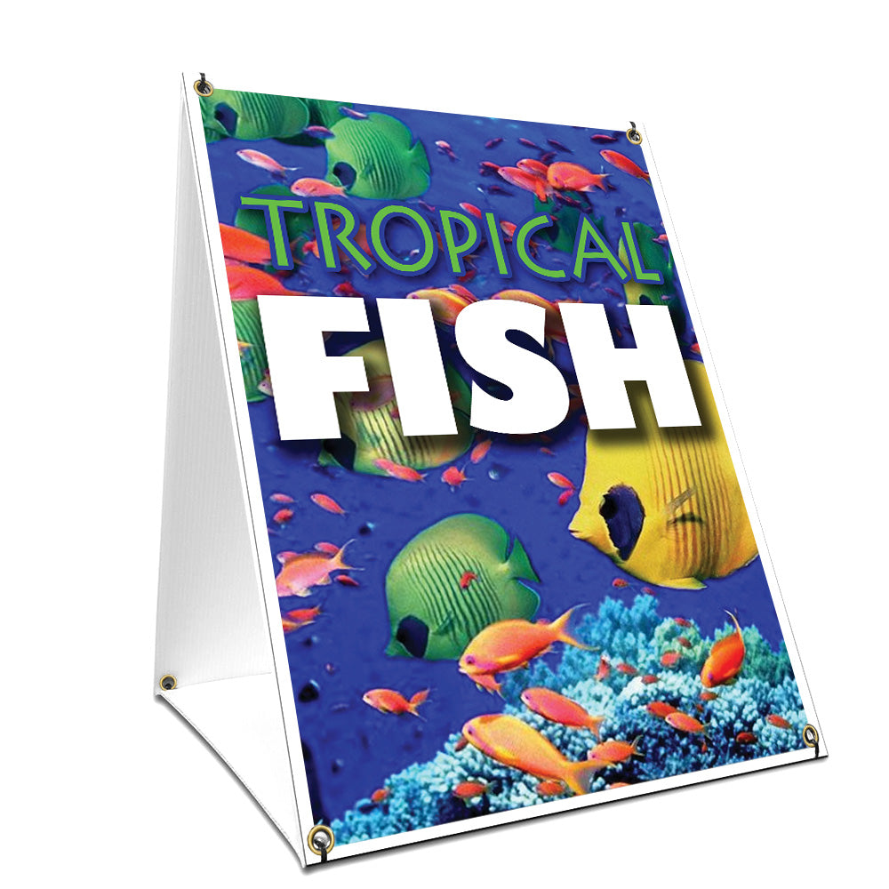A-frame Sidewalk Tropical Fish Sign With Graphics On Each Side | 24" X ...