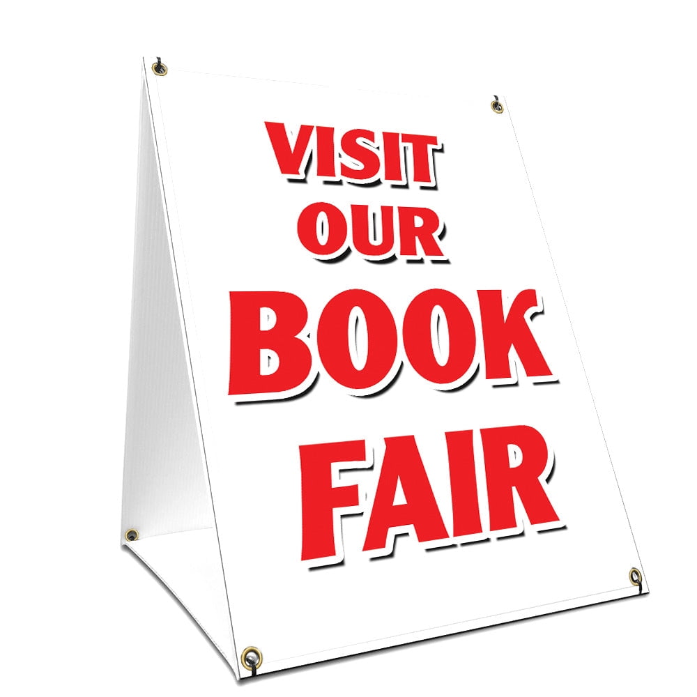 A-frame Sidewalk Visit Our Book Fair Sign With Graphics On Each Side ...